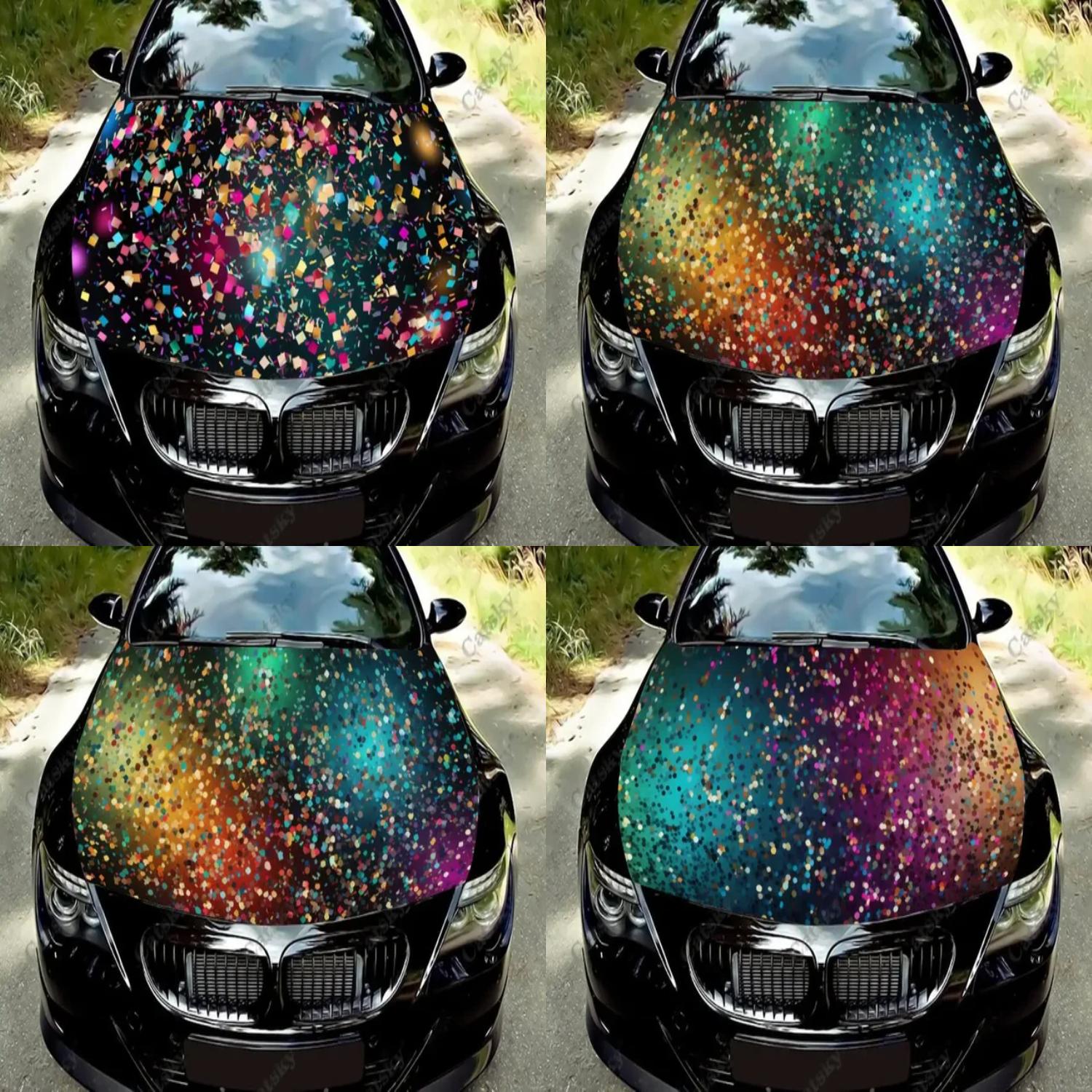 DUFDERIA Holographic Glitter Digital Art Car Hood Vinyl Stickers Wrap ...