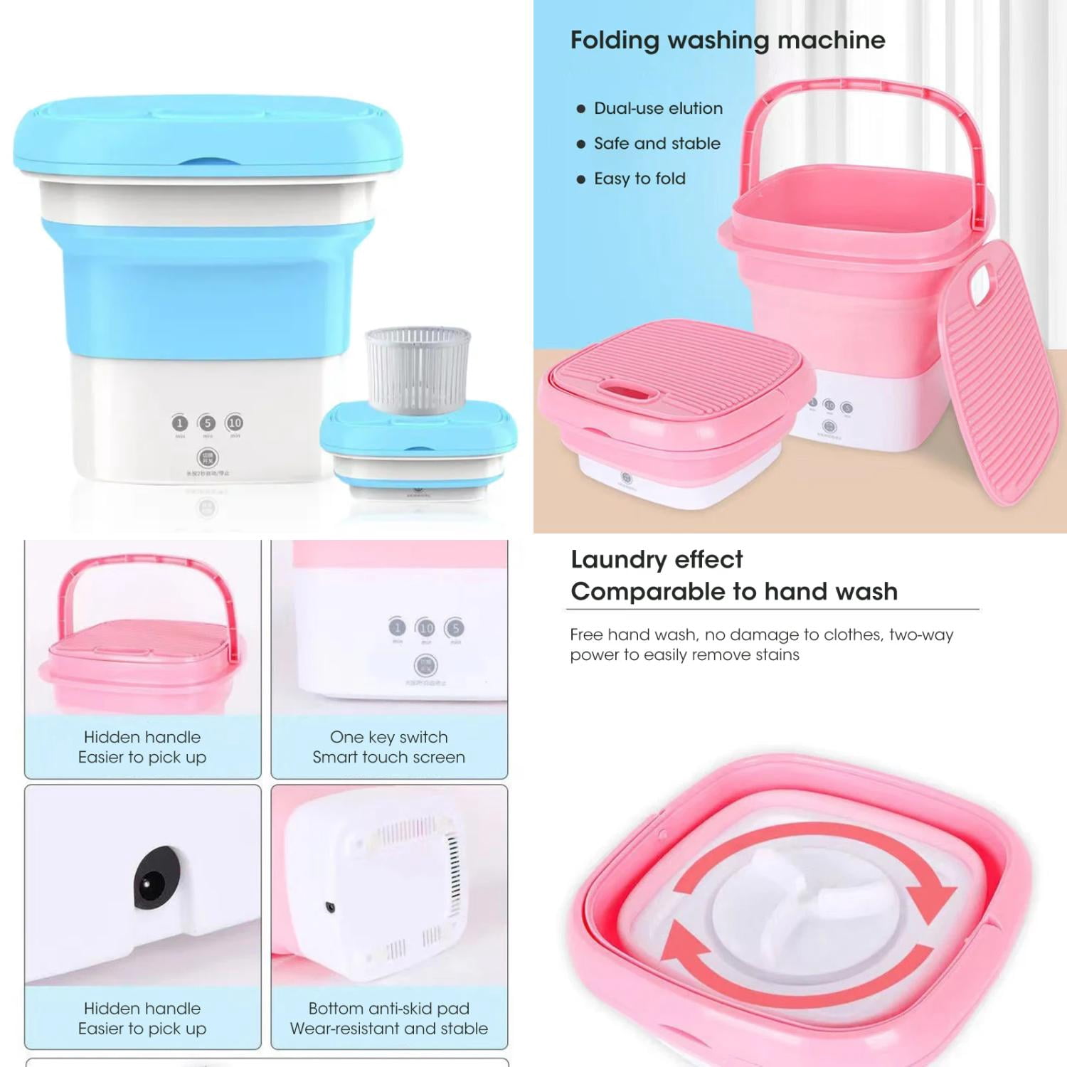 DUFDERIA Ideal Compact Folding Mini Washing Machine with Drying ...