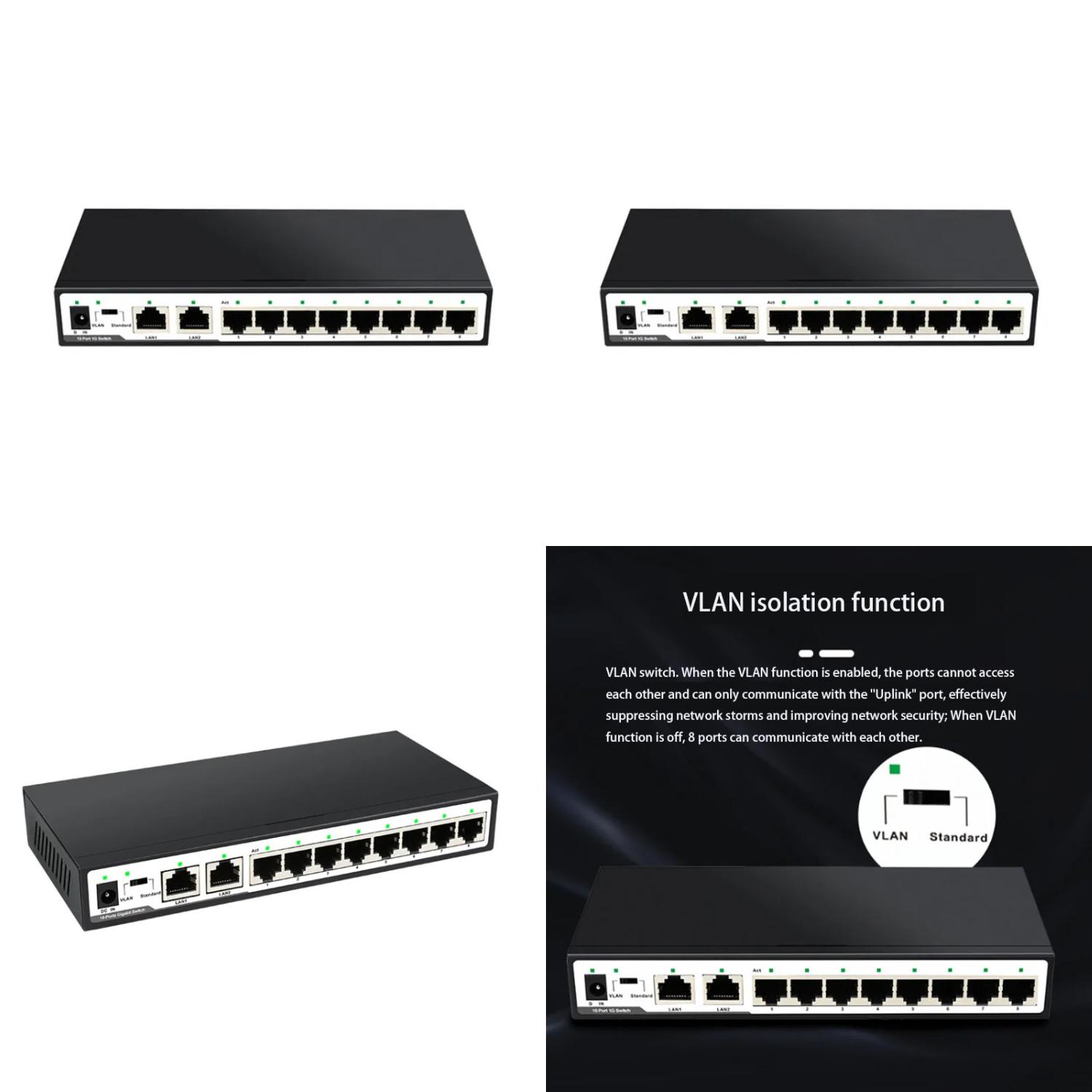 DUFDERIA Internet Splitter game 10-Ports gigabit switch RJ45 Ethernet ...