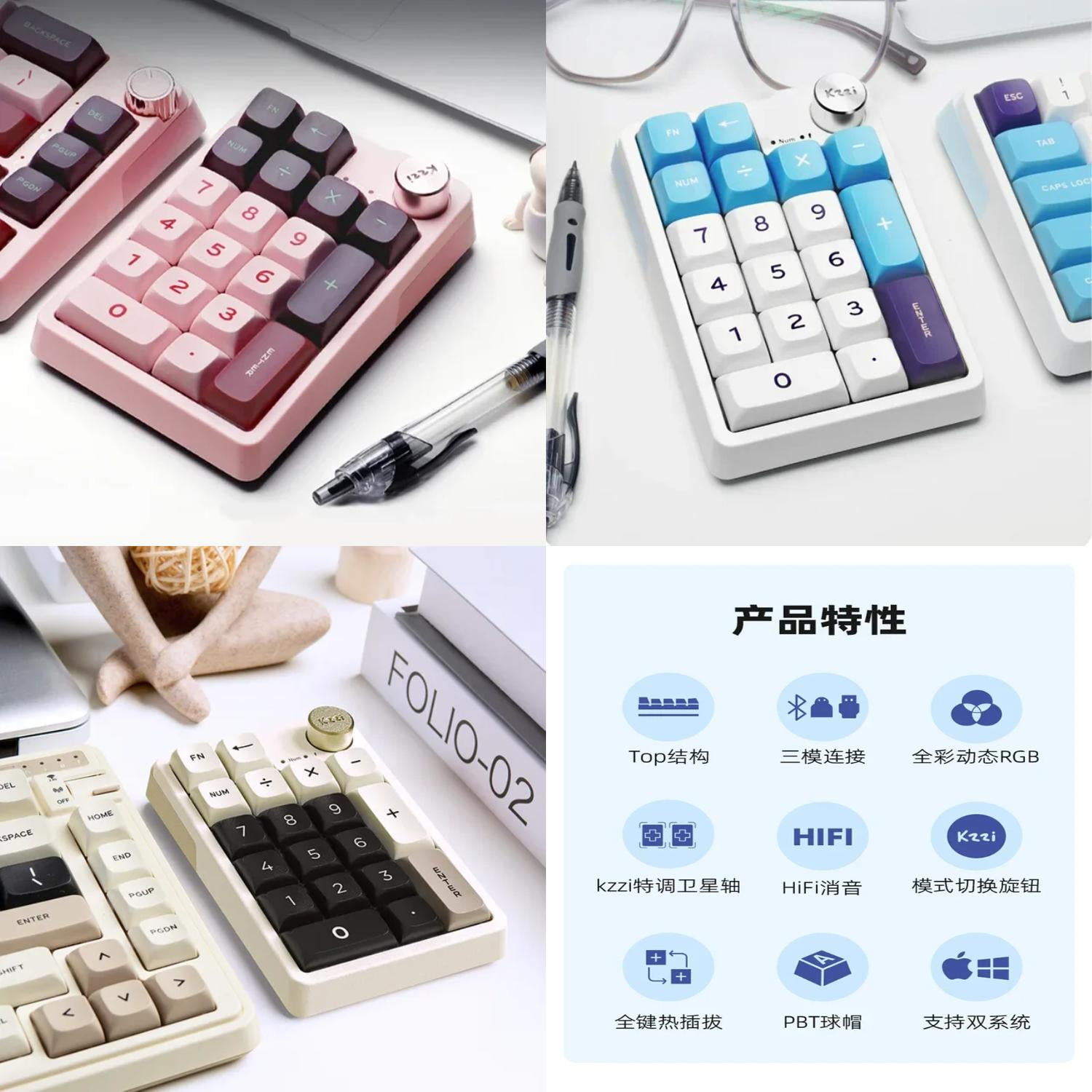 DUFDERIA Kzzi K20 Macro Keypad Wireless Numeric Keypad Programming Custom Knob Keyboard Rgb Mini ...