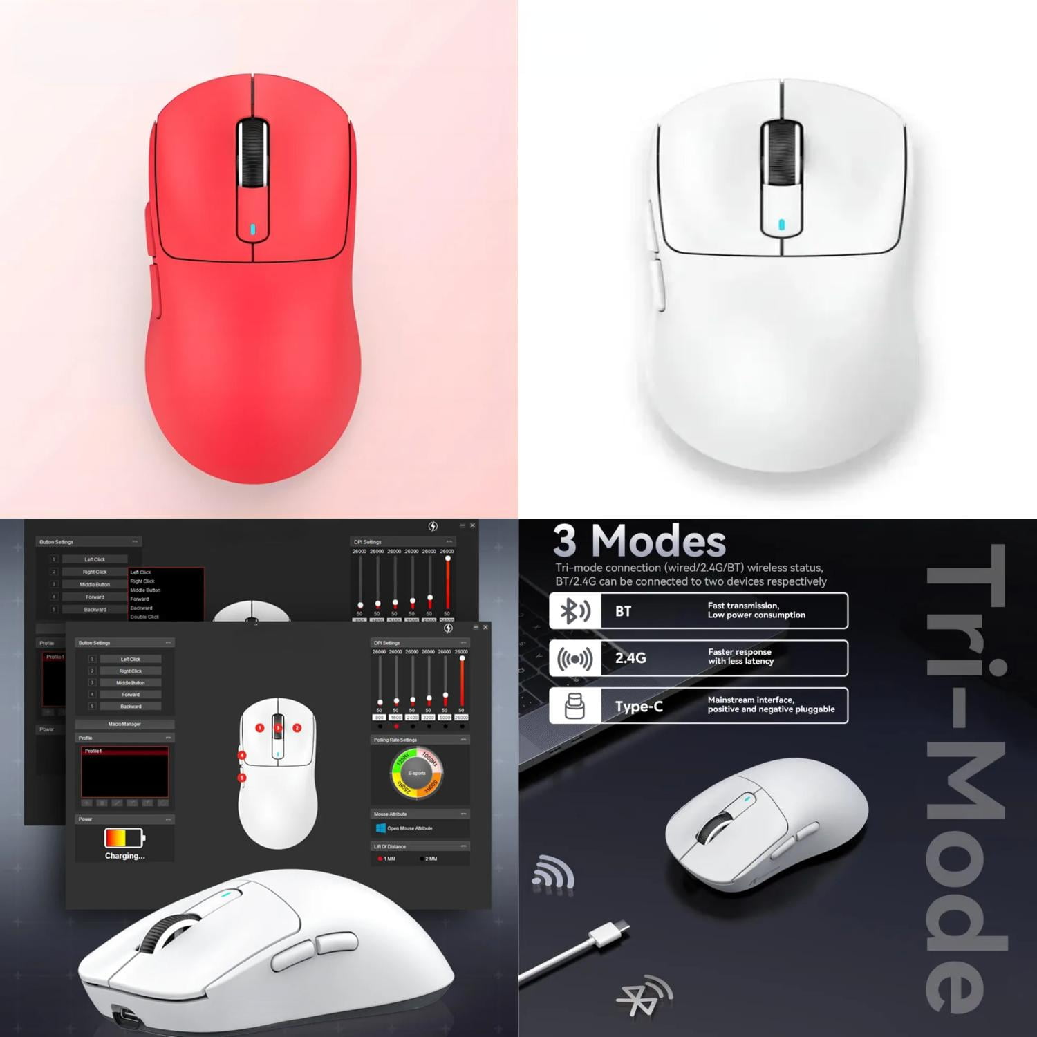 DUFDERIA Lightweight and Versatile 49g Attack X3 Pixart 3395 Wireless ...