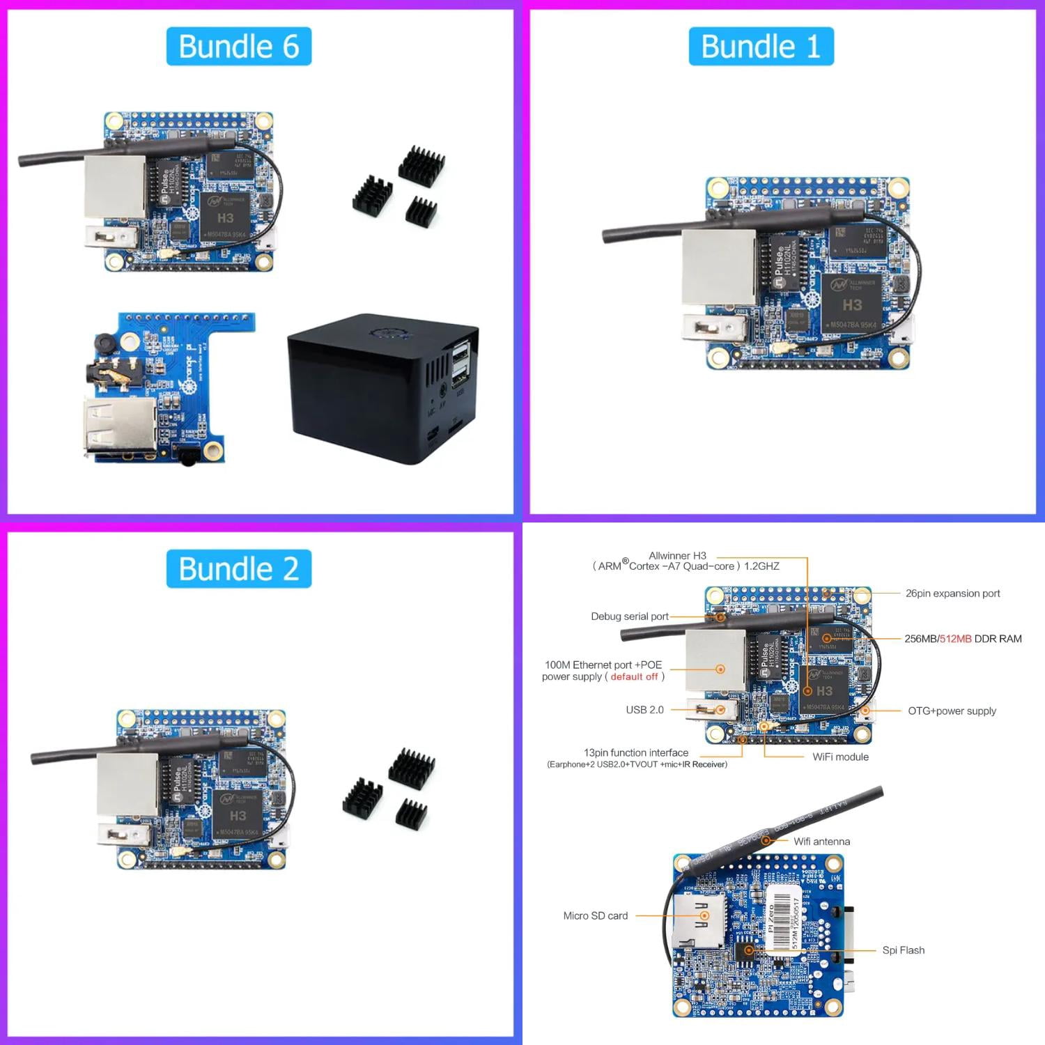 DUFDERIA Orange Pi Zero LTS 512MB RAM H3 SoC Mini PC Tablet Optional Case Heatsink for OPI Zero ...