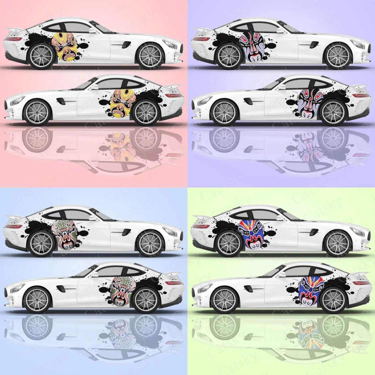 DUFDERIA Peking Opera Mask Car Body Stickers Chinese Traditional Art ...