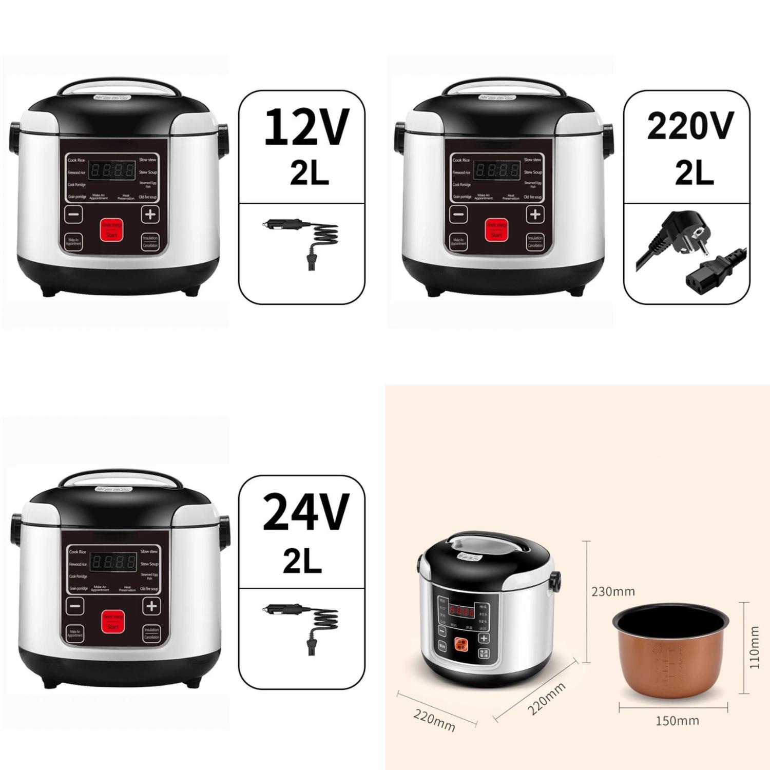 DUFDERIA Portable Compact 2L Mini Rice Cooker for Car Truck Home 12V ...