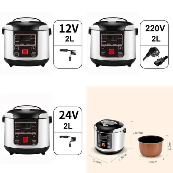 DUFDERIA Portable Compact 2L Mini Rice Cooker for Car Truck Home 12V ...