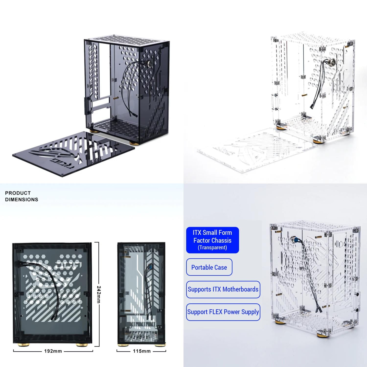 DUFDERIA Portable Small Computer Case Plexiglass Shell Compact PC Case ...