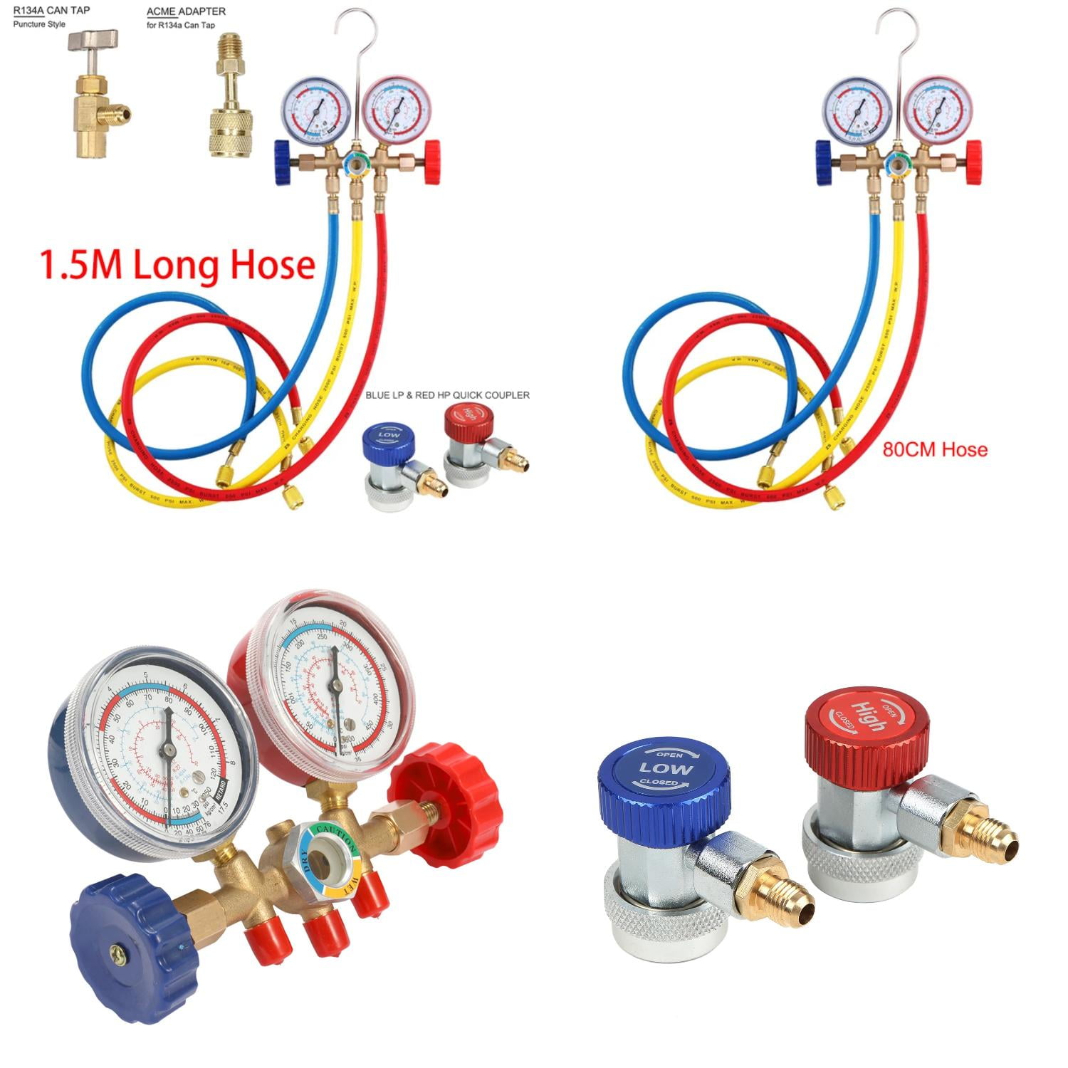 DUFDERIA R404A R134a AC Diagnostic Manifold Gauge Set Air Conditioning ...