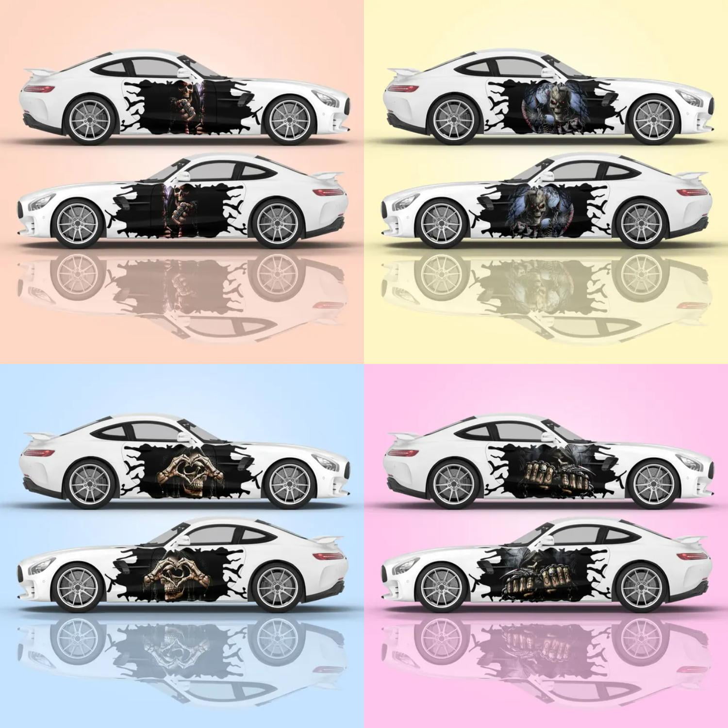 DUFDERIA Skull Car Wrap Cast Vinyl Wrap Size Sticker Decals High ...