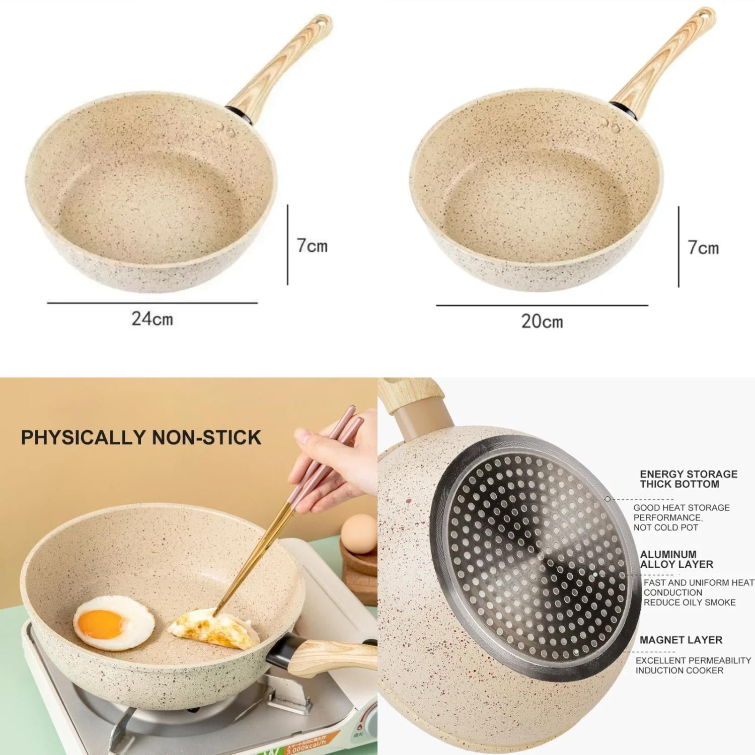 DUFDERIA Special Nonstick Induction Cooker Frying Pan for Gas Stove Wok ...