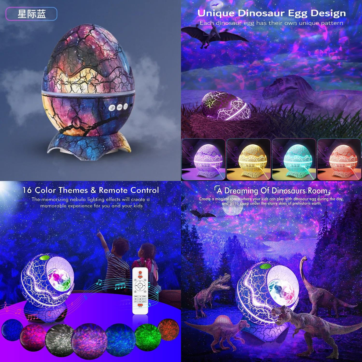 DUFDERIA Star Projector Dinosaur Egg Projector Bedroom Remote Control ...