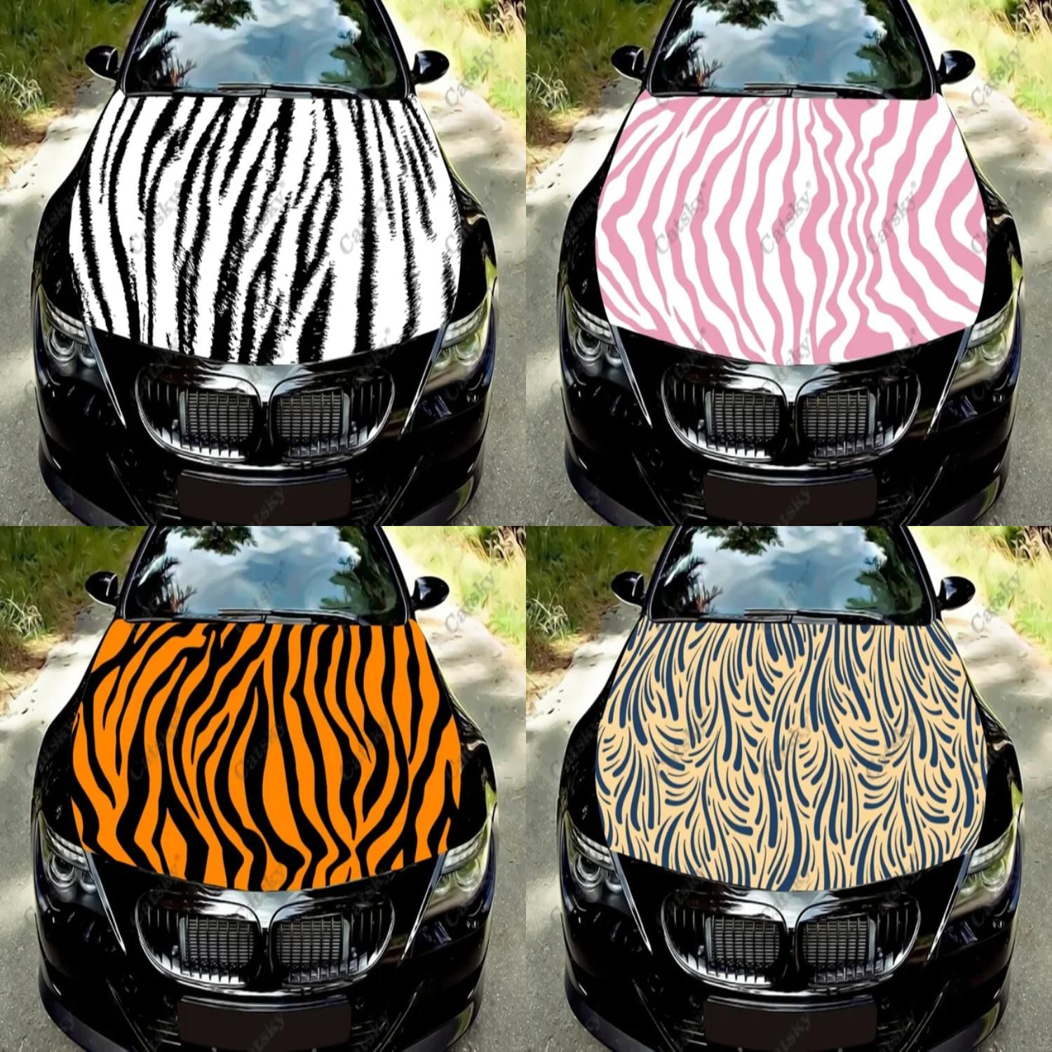 DUFDERIA Tiger Texture Pattern Car Hood Vinyl Stickers Wrap Vinyl Film ...
