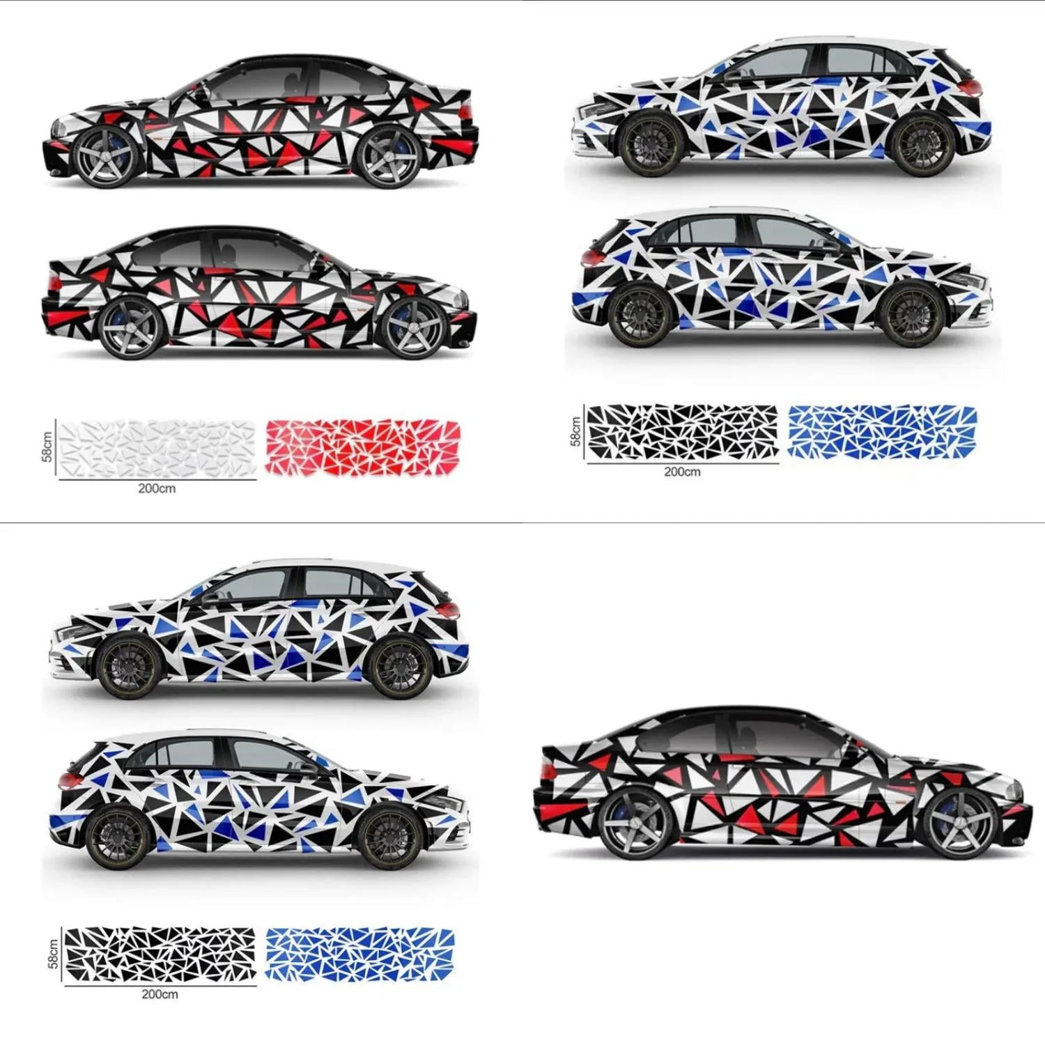 DUFDERIA Triangle Design DIY Decor Car Stickers Racing Full Body Tuning ...