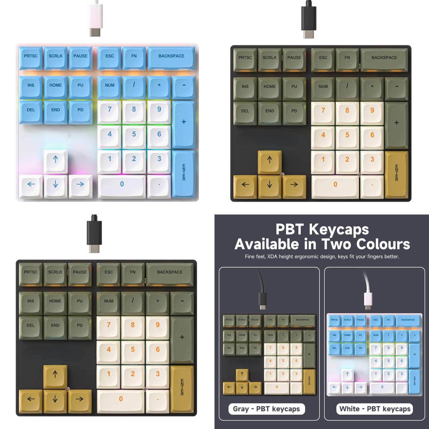 DUFDERIA USB Type-C 33 Keys Wired RGB Mechanical Keyboard Red Axis ...