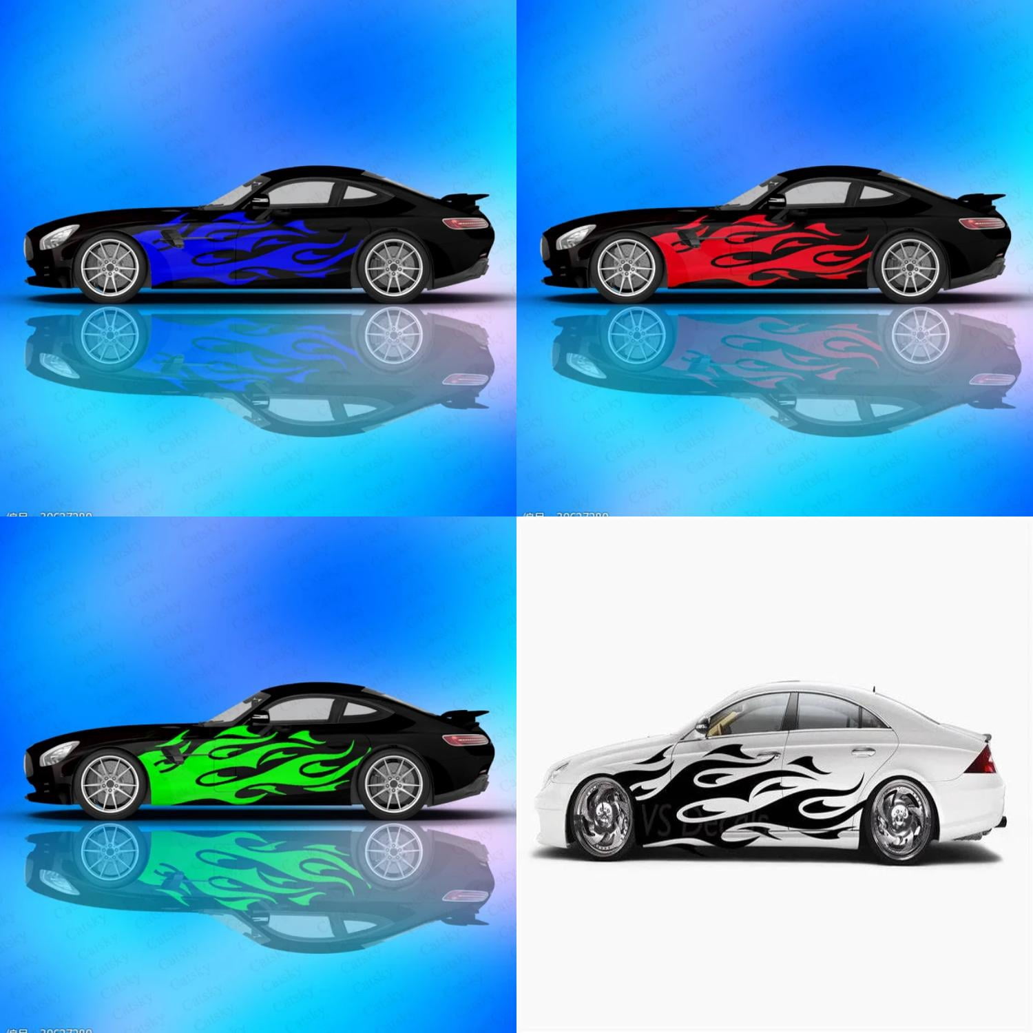 DUFDERIA Vinyl Car Side Graphics Decal Flame Body Sticker for any ...