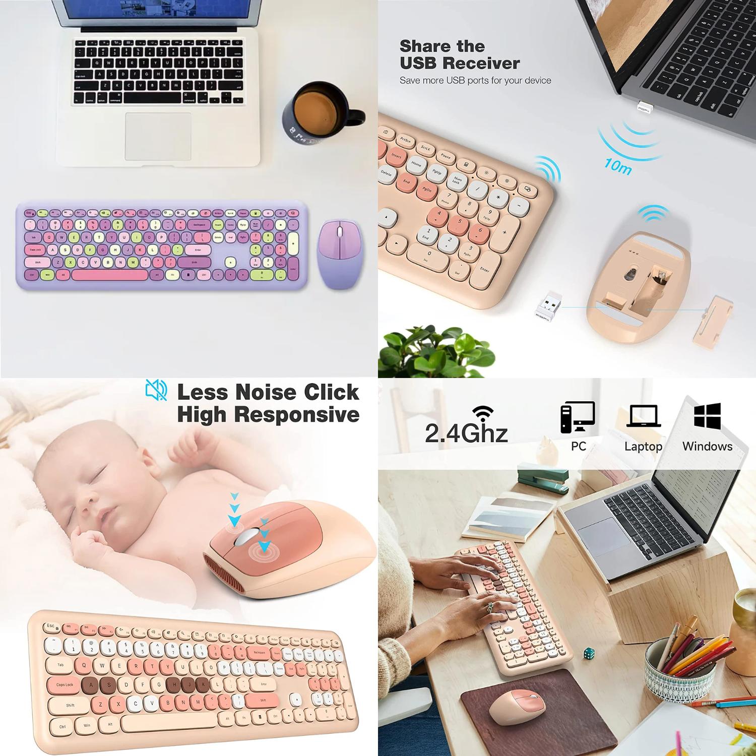 Dufderia Wireless Keyboard Mouse Combo 2 4g Compact Keyboard And Mouse Combo Ergonomic And