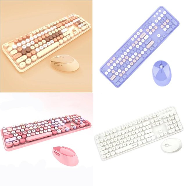 Dufderia Wireless Keyboard And Mouse Combo 2 4g Full Size Retro Typewriter Computer Keyboard For