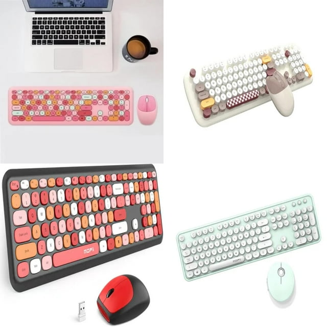 Dufderia Wireless Keyboard And Mouse Combo 2 4g Full Size Retro Typewriter Computer Keyboard For