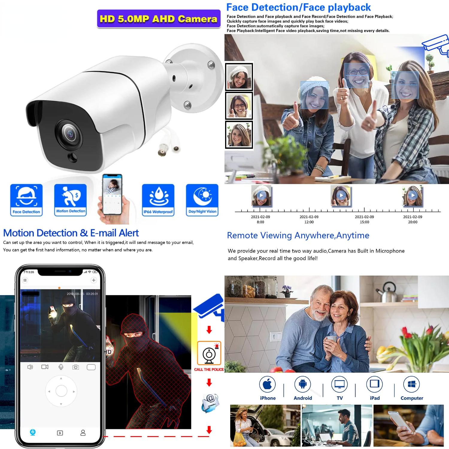 DUFDERIA XMEYE 4K AHD CCTV Analog Security Camera Outdoor Waterproof ...