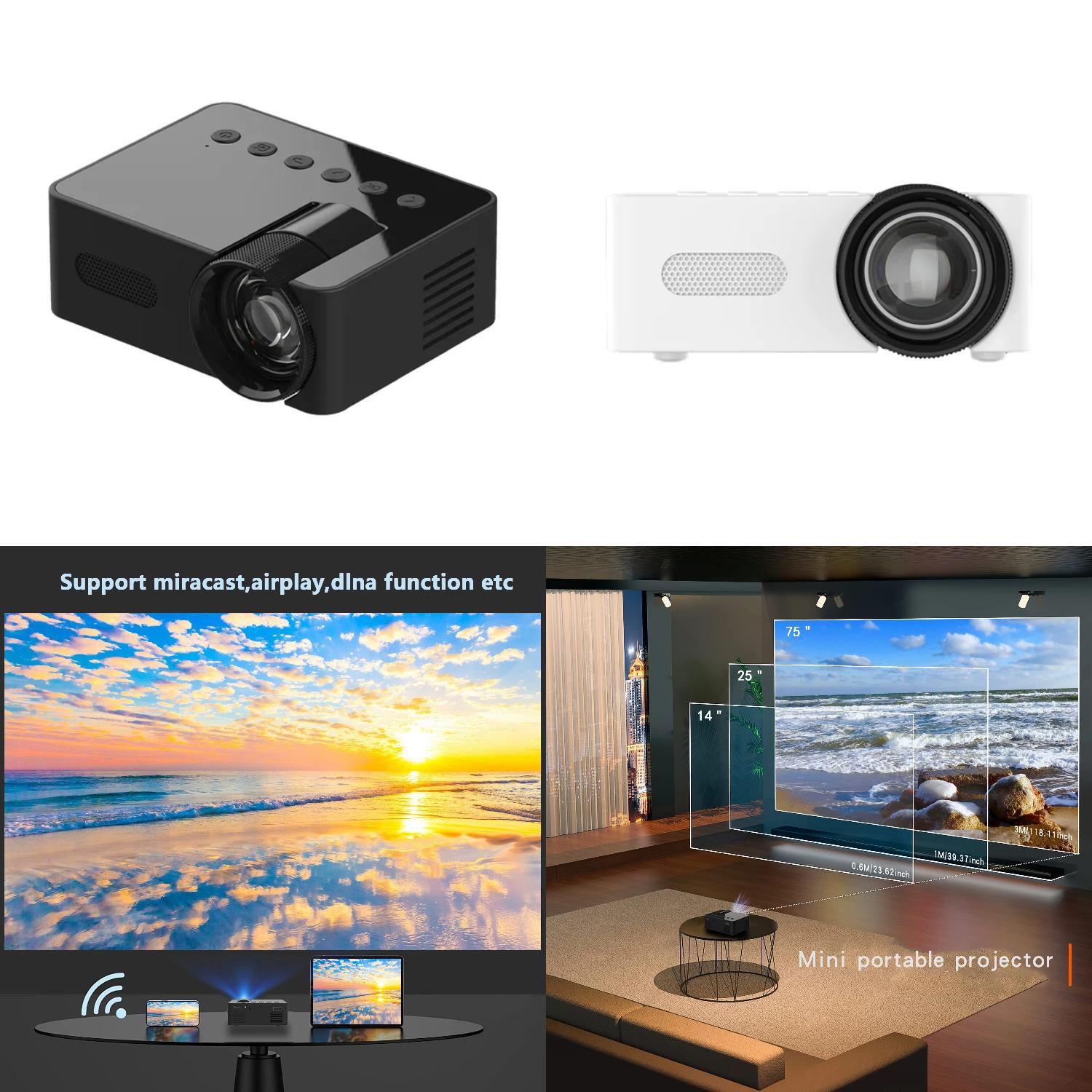 DUFDERIA YT100 The portable mini projector HD connected mobile projector outdoor theater movie ...