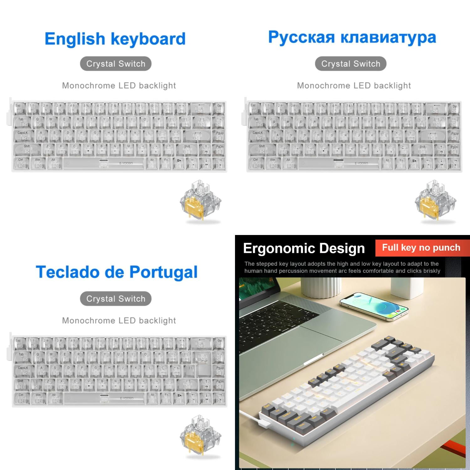 DUFDERIA Z686 USB Mini slim Mechanical Gaming Wired Keyboard Red Switch ...