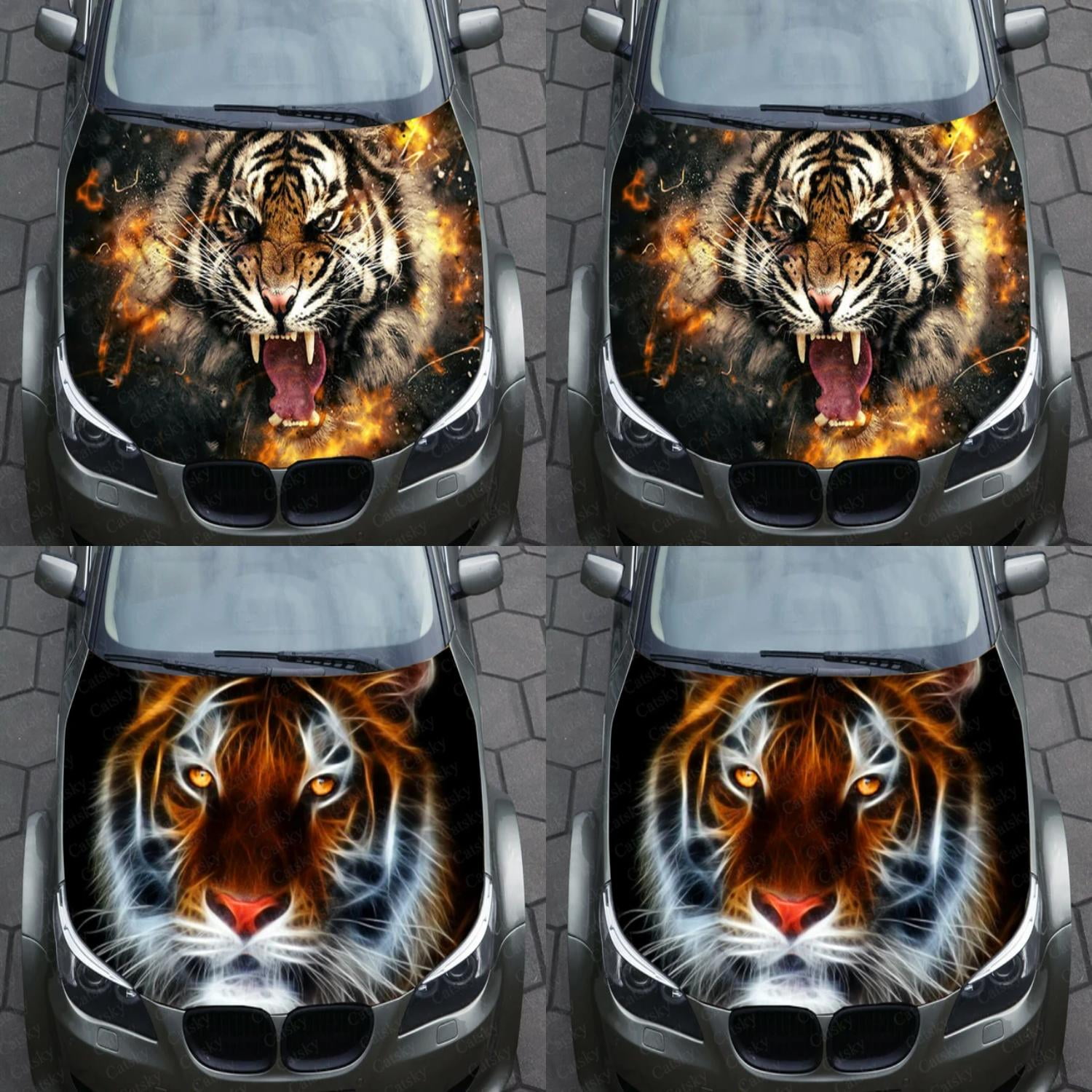 DUFDERIA tiger car stickers graphics vinyl decals hood patterns ...