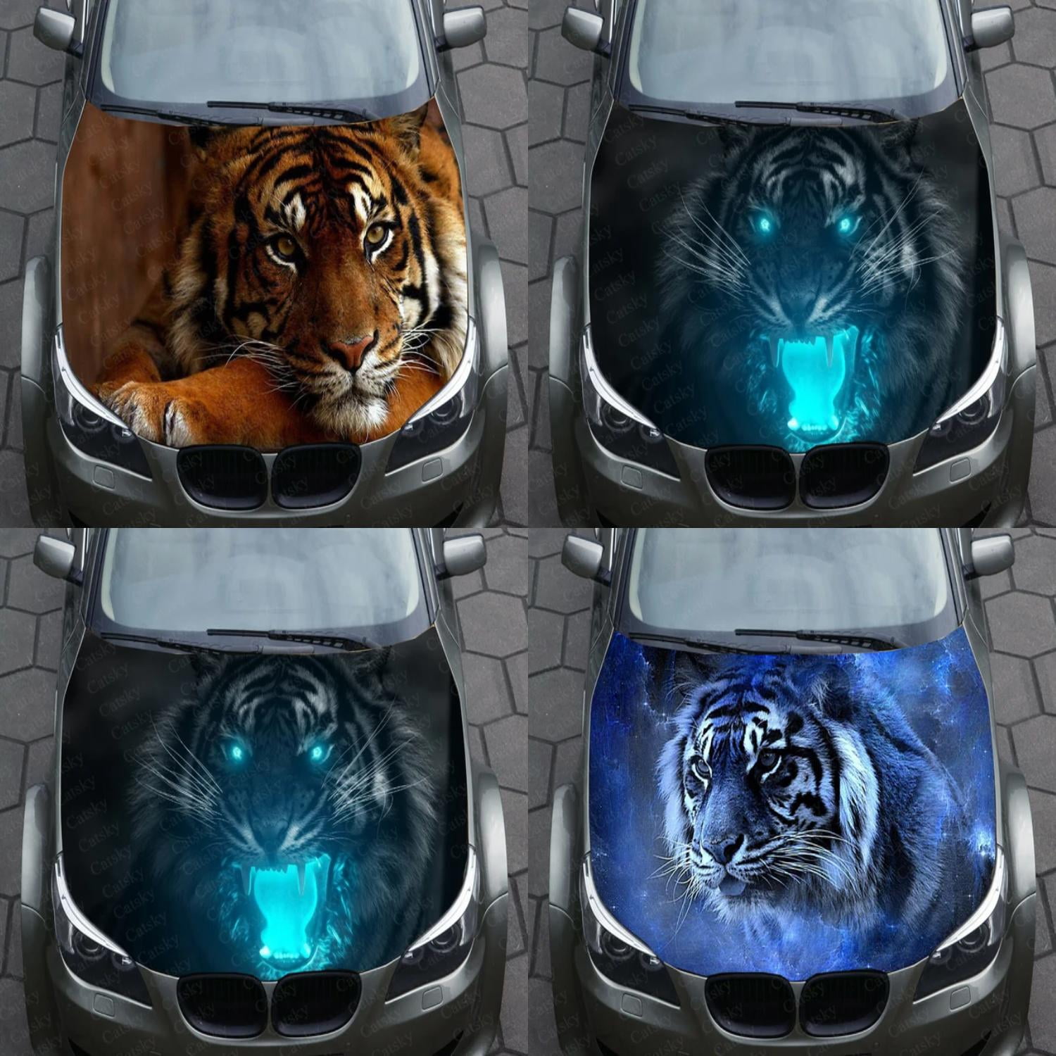 DUFDERIA tiger car stickers graphics vinyl decals hood patterns ...