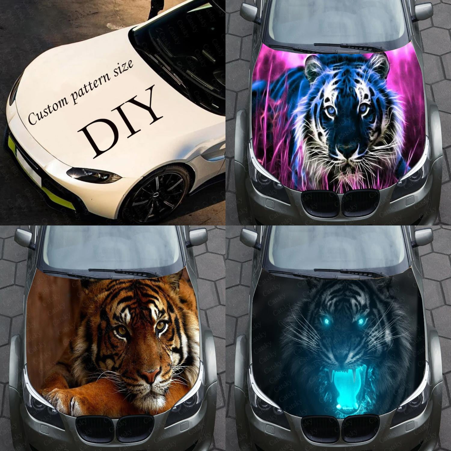 DUFDERIA tiger car stickers graphics vinyl decals hood patterns ...