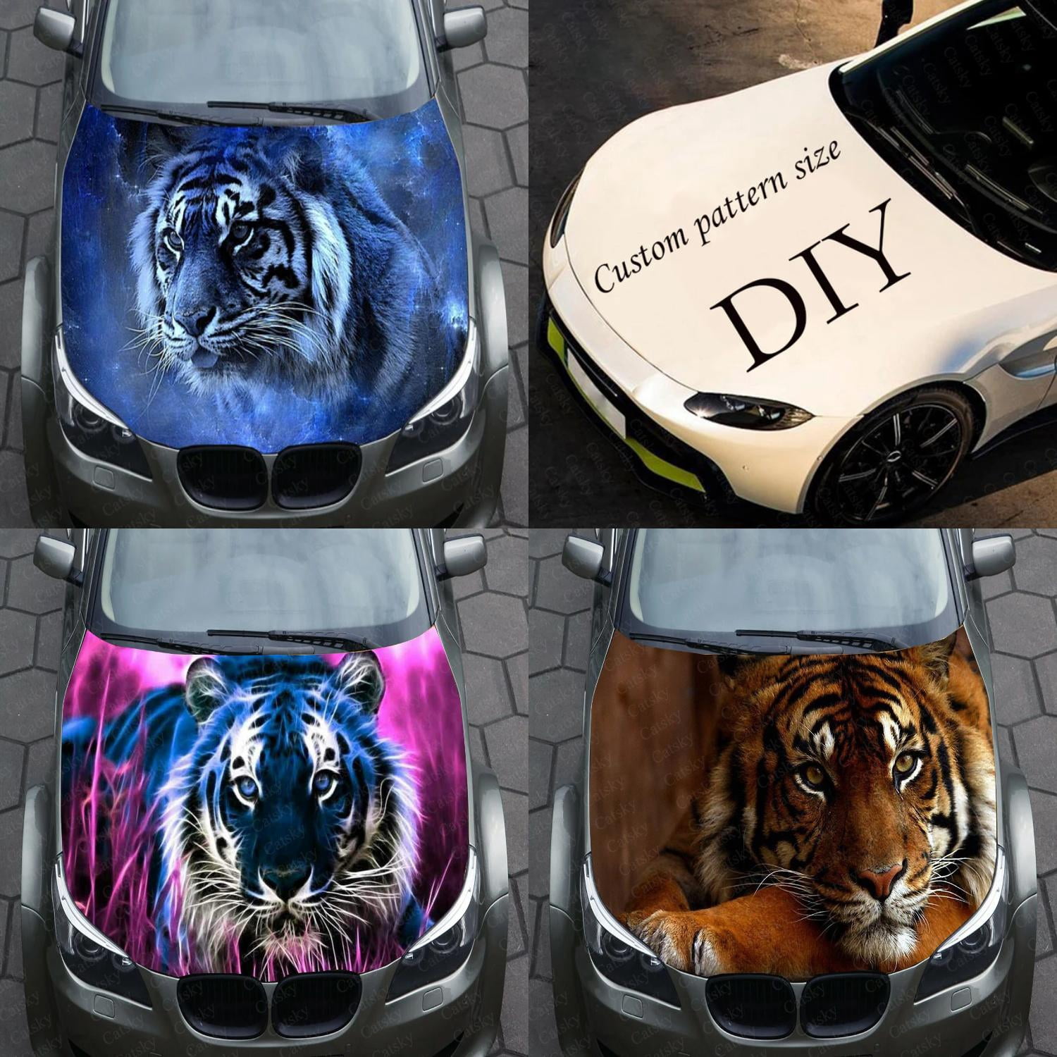 DUFDERIA tiger car stickers graphics vinyl decals hood patterns ...
