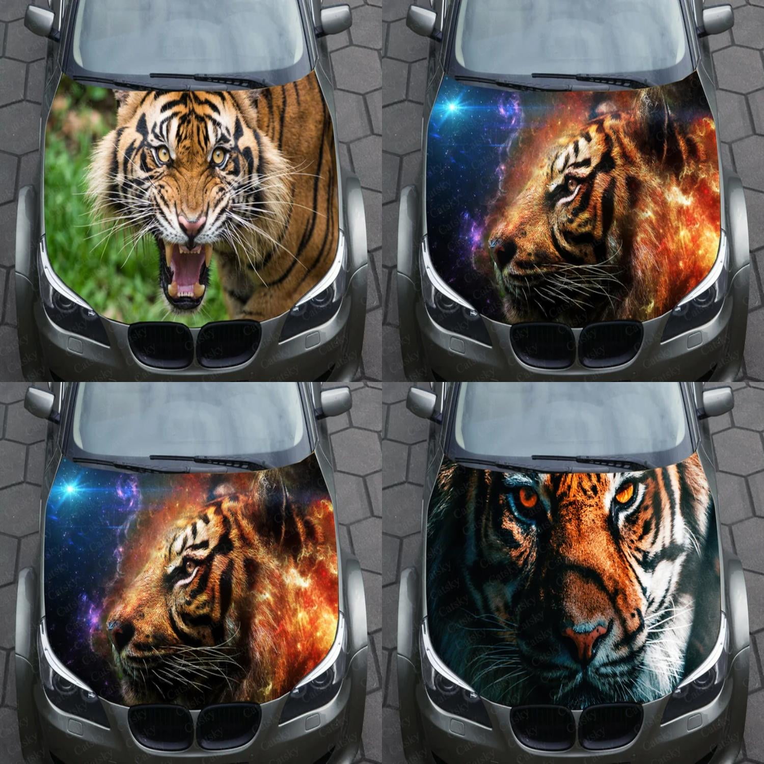 DUFDERIA tiger car stickers graphics vinyl decals hood patterns ...