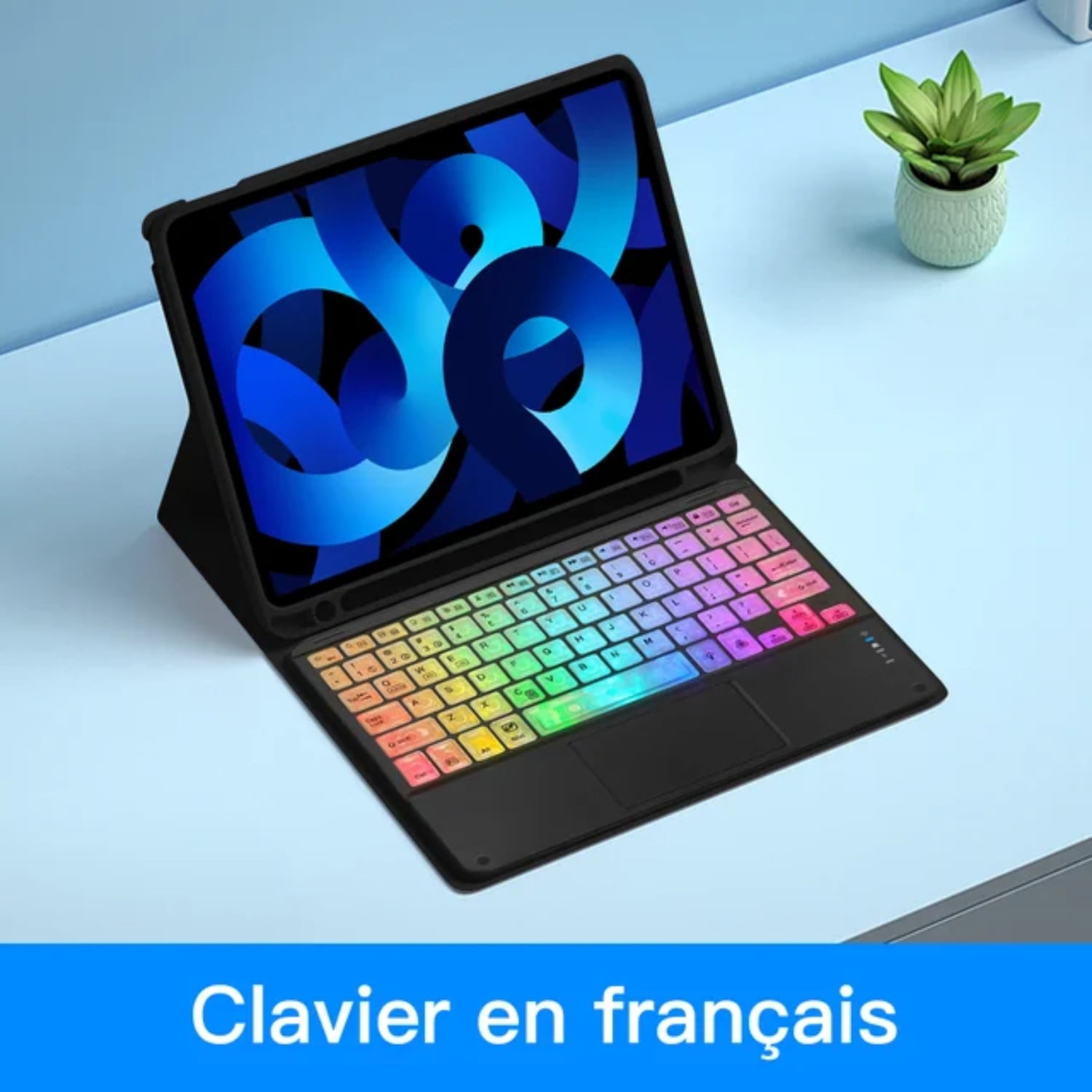 DUFDIE 12.9 Tablet Cover + 10in Backlit Bluetooth Keyboard + Touchpad ...