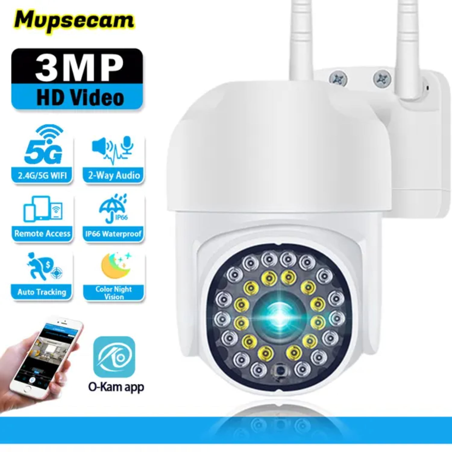 DUFDIE 5MP 5G Wifi Indoor Mini Security Camera with Two Way Audio AI ...