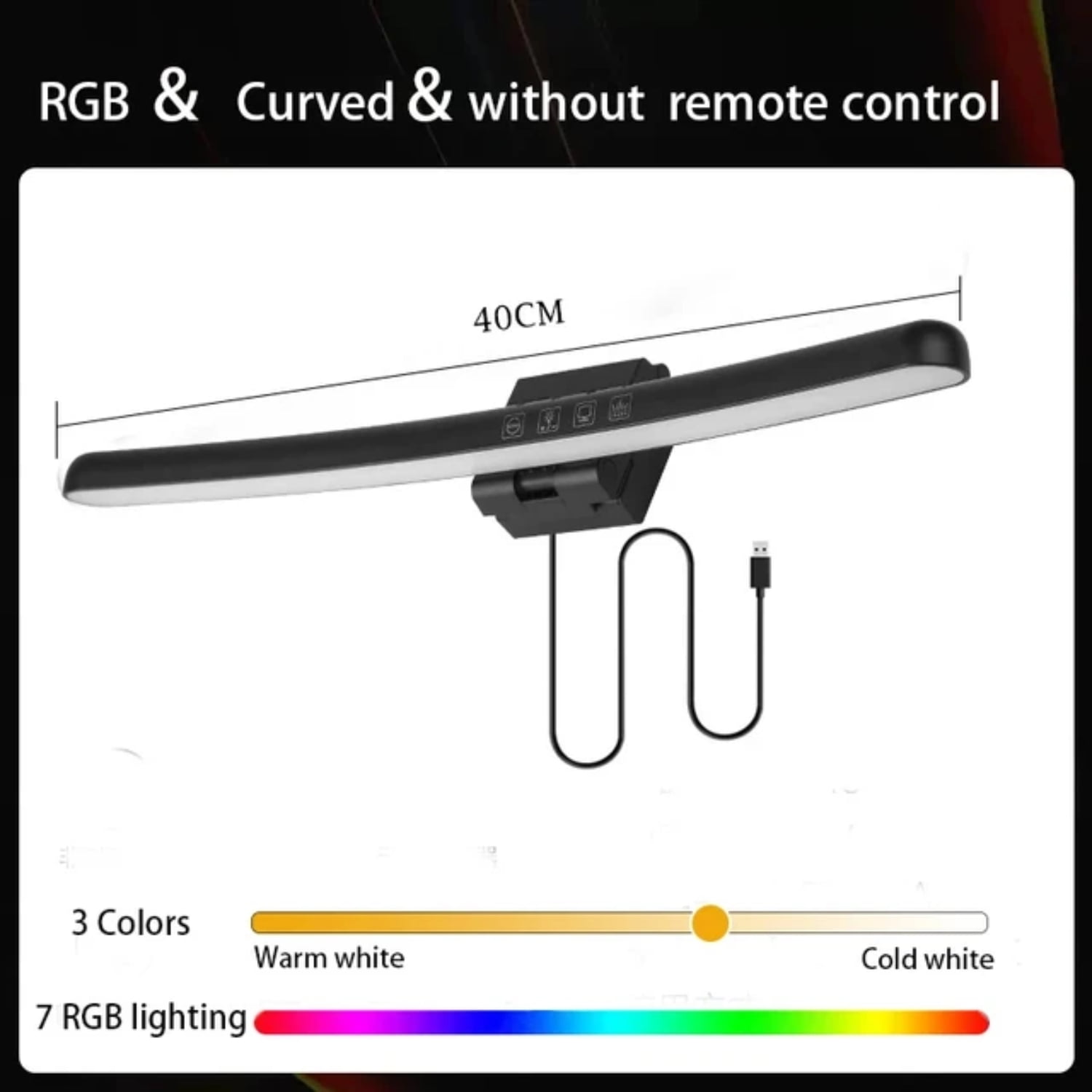DUFDIE Curved RGB Monitor Lights with Remote Control - Dimming Desk ...