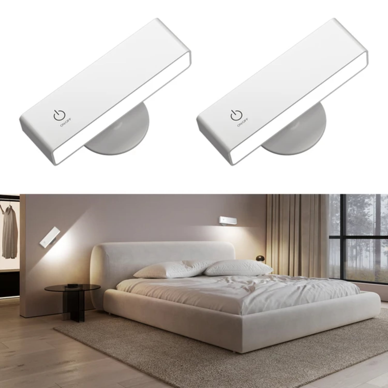 DUFDIE LED Rechargeable Wall Sconces Battery Operated Set Of Mounted ...