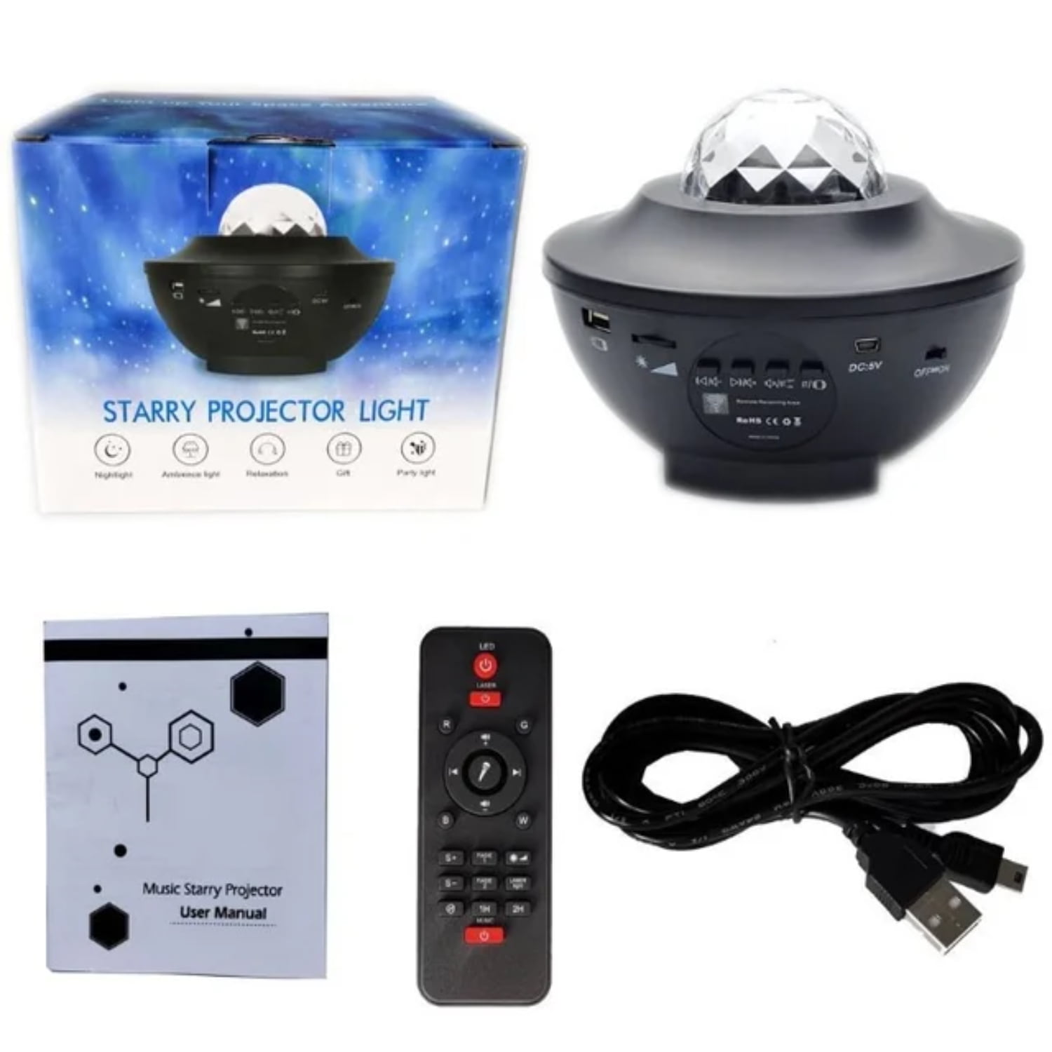 DUFDIE LED Star Projector Night Light Starry Night Lamp Ocean Wave ...