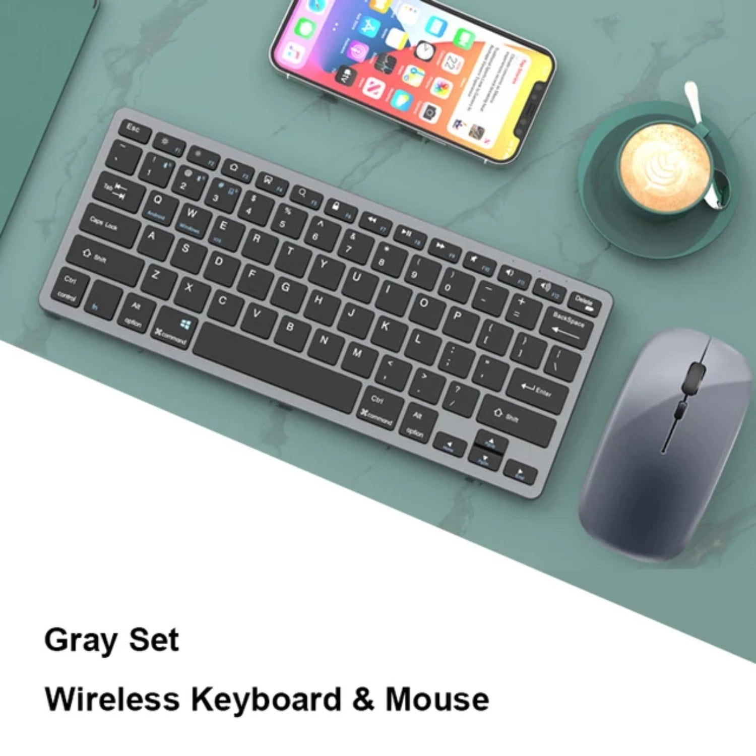 DUFDIE Mini Wireless Keyboard and Mouse Kit Rechargeable 2.4G Blue ...