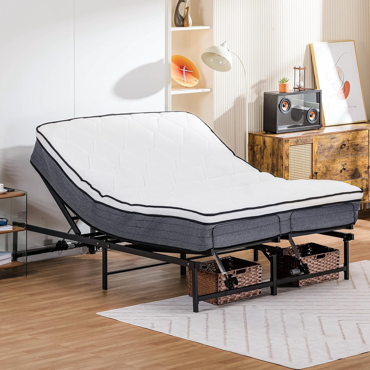 DUFEI Adjustable Bed Frame King, Independent Head and Foot Incline ...