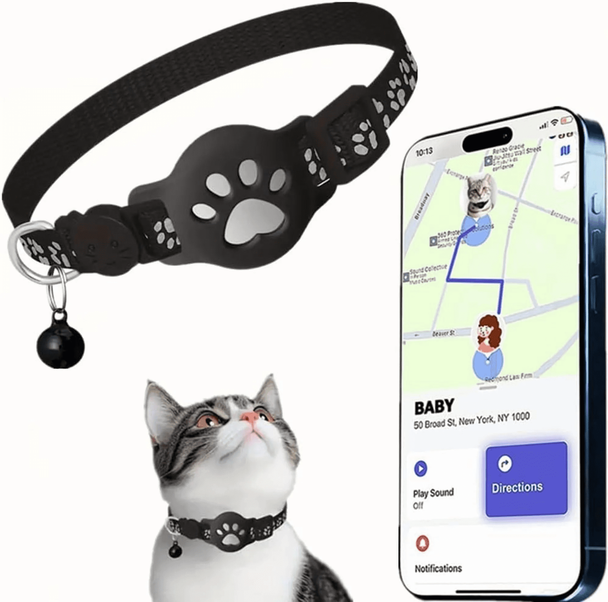 DUHKP Tracking Cat Collar, White, S - Walmart.com