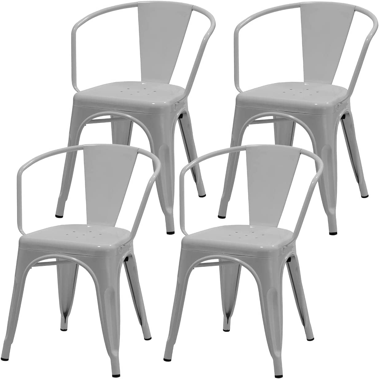 DUHOME 18 Inches Metal Stools with Back, Stackable Dining Stools for ...