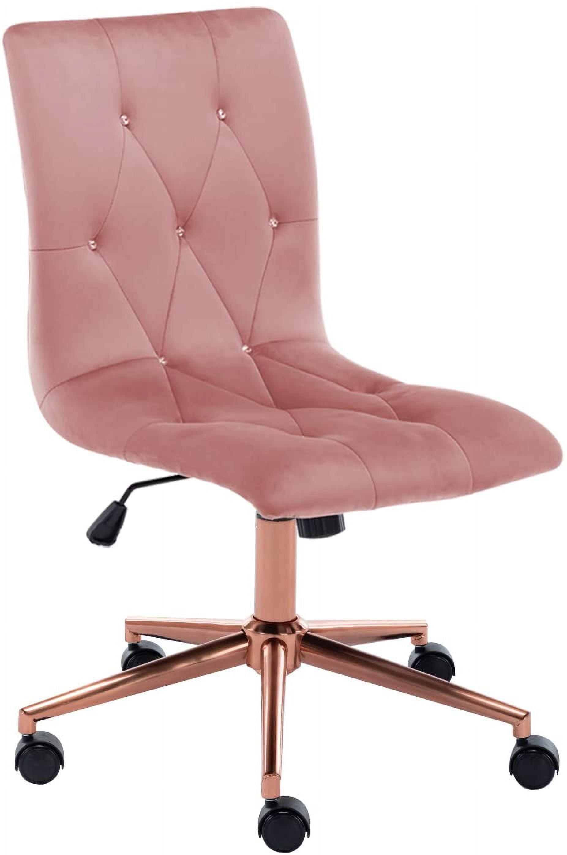 DUHOME Armless Home Office Chair, Velvet Tufted Computer Rolling Desk ...