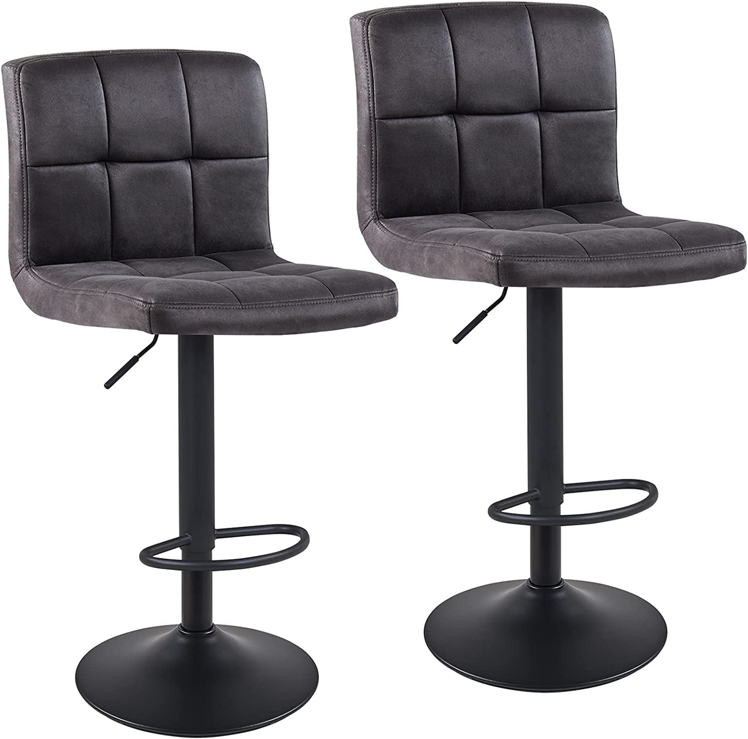 DUHOME Bar Stools Set of 2 with Back Modern Tech Fabric Adjustable ...