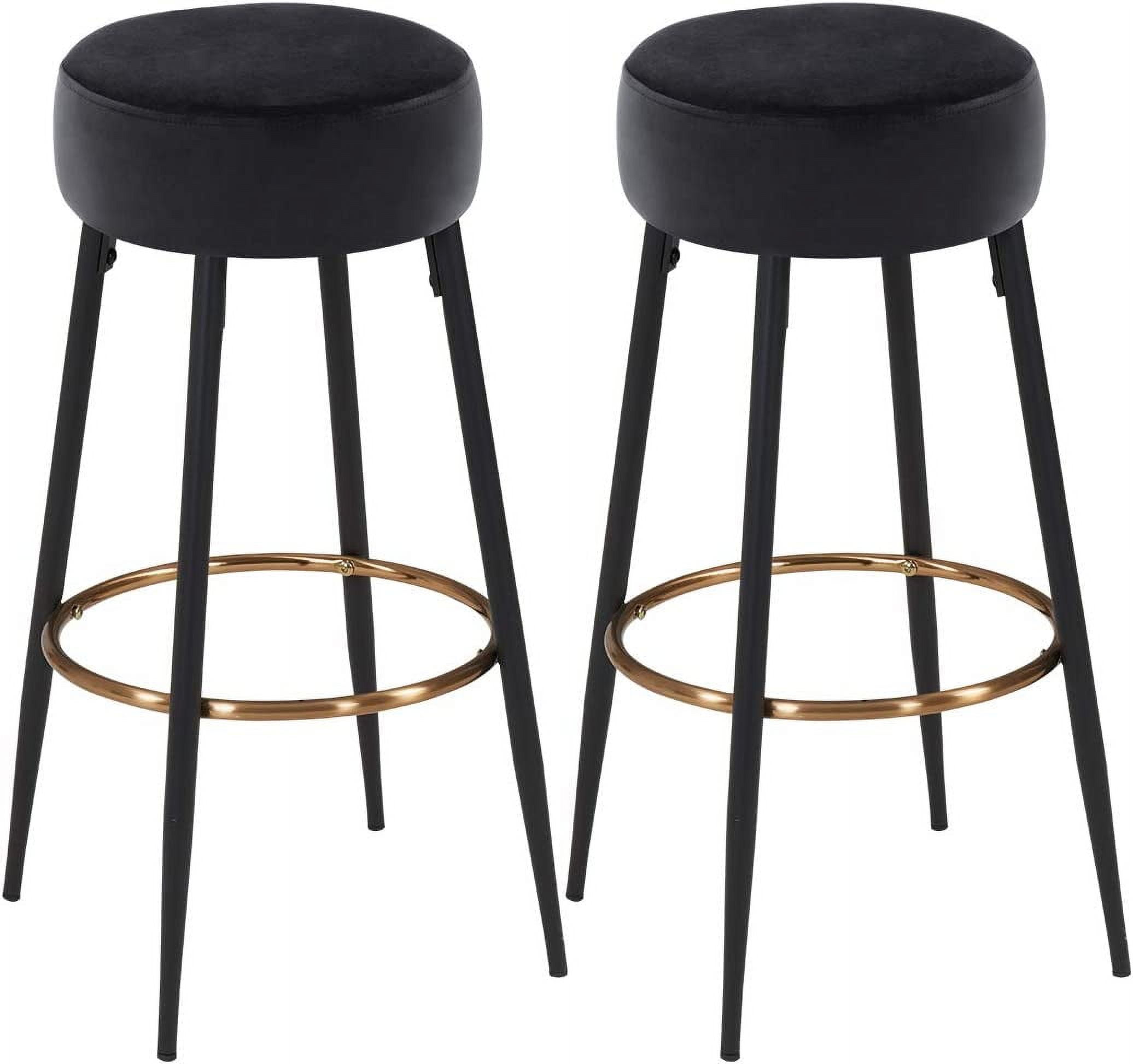 DUHOME Counter Height Bar Stools Set of 2, Velvet Kitchen Upholstered ...