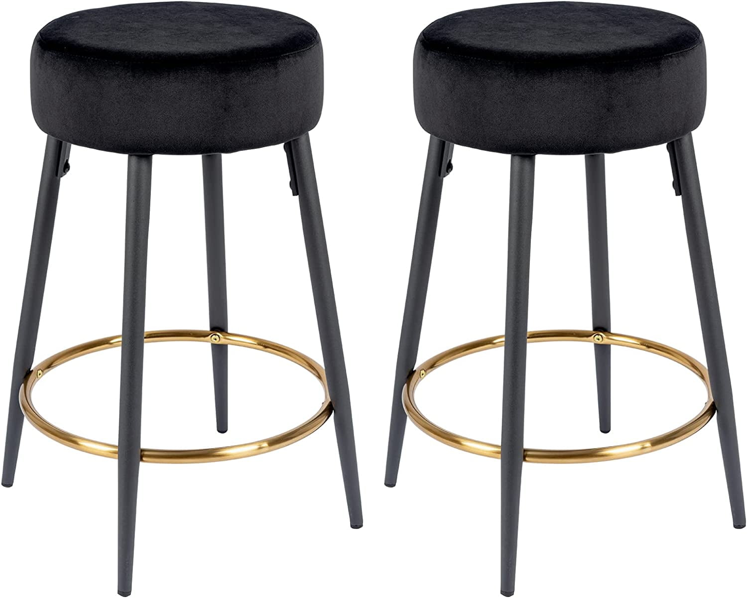 DUHOME Counter Height Bar Stools Set of 2, Velvet Kitchen Upholstered ...