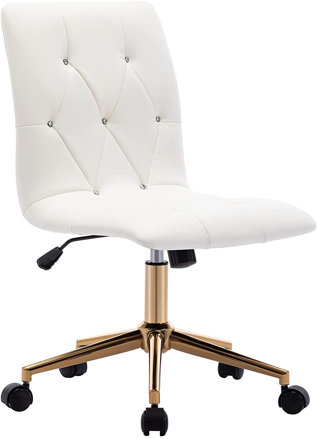 DUHOME Modern Home Office Chair，Cute White Desk Chair with Gold Base ...