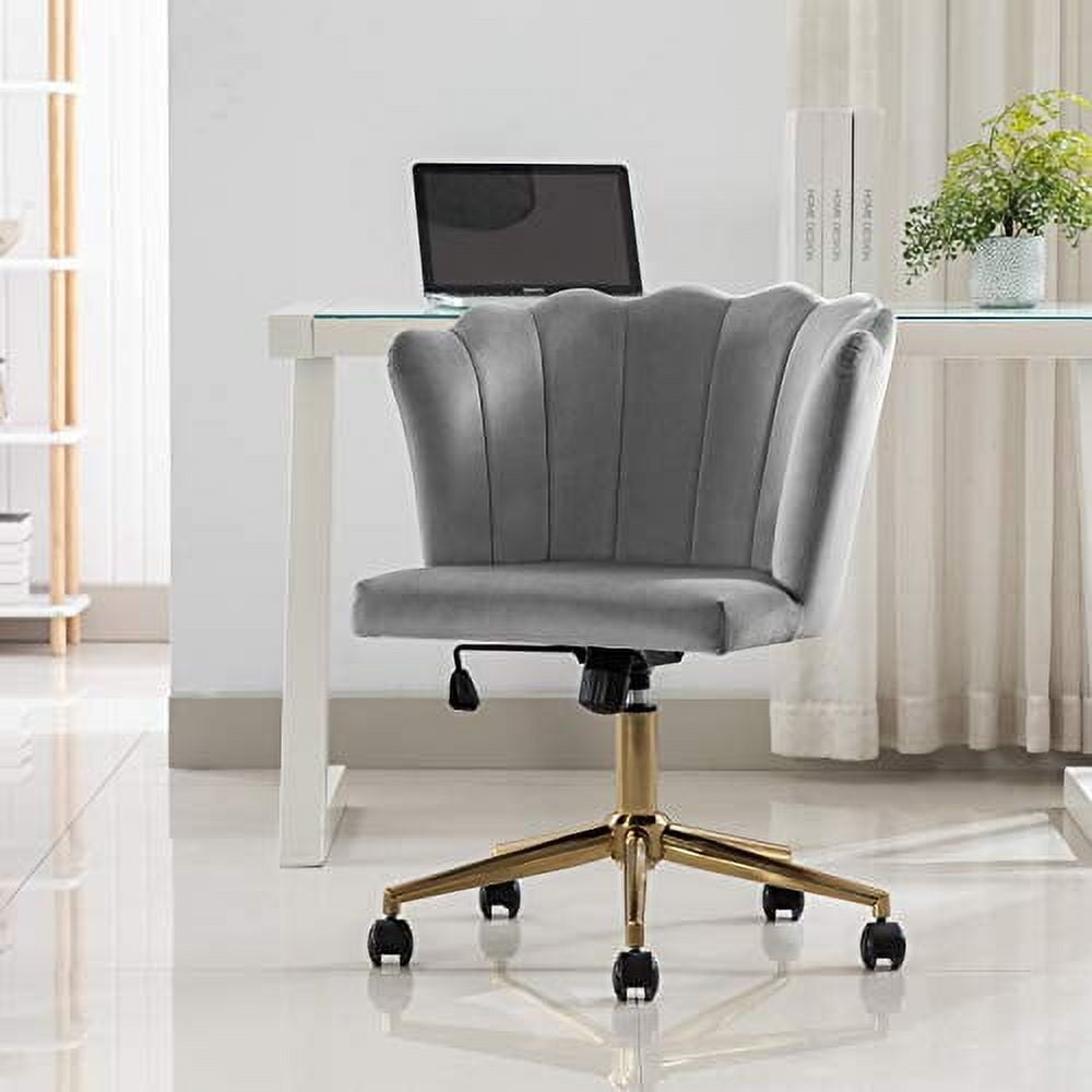 DUHOME Modern Home Office Chair Velvet Fabric Grey Desk Chair ...