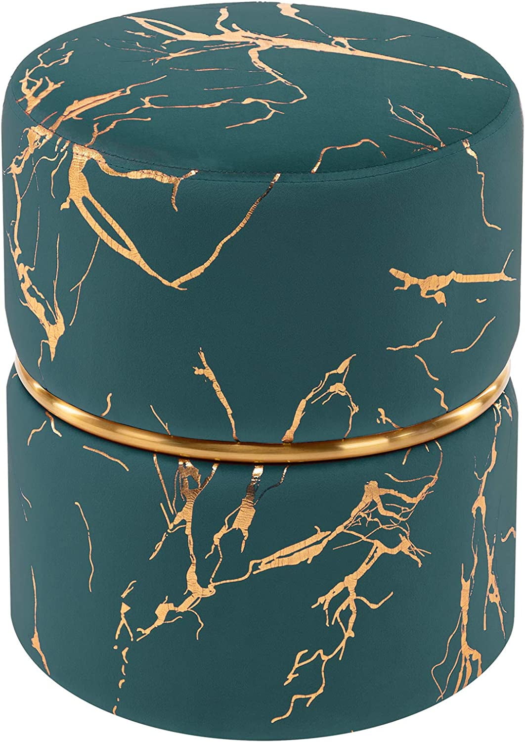 DUHOME Modern Round Velvet Ottoman Footrest Vanity Stool Bronzed ...