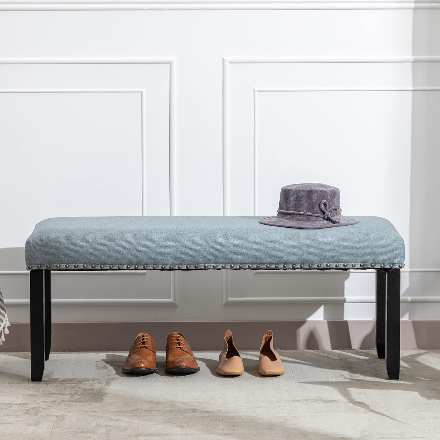 DUHOME Upholstered Entryway Bench, Fabric Bedroom Bench Ottoman Bench ...