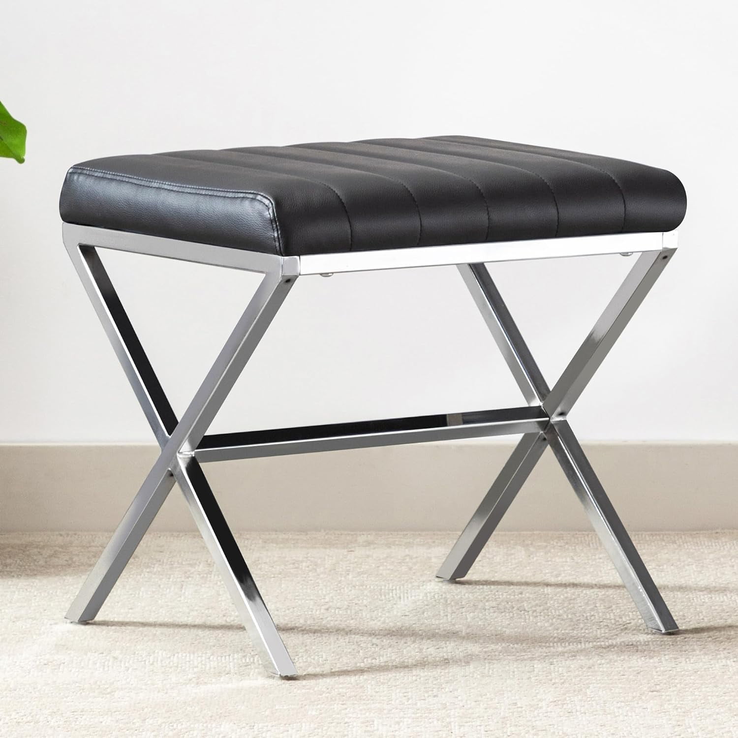 DUHOME Vanity Stool,Modern PU Leather Ottoman Stool Chair for Vanity ...