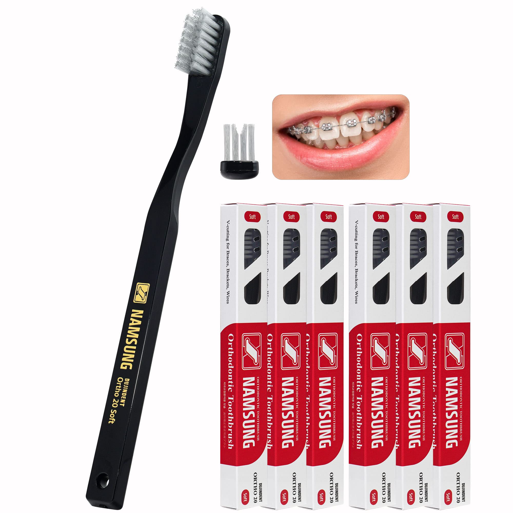 DUJINDENT Orthodontic Toothbrush for YPF5 Braces [6 Packs][Made in ...