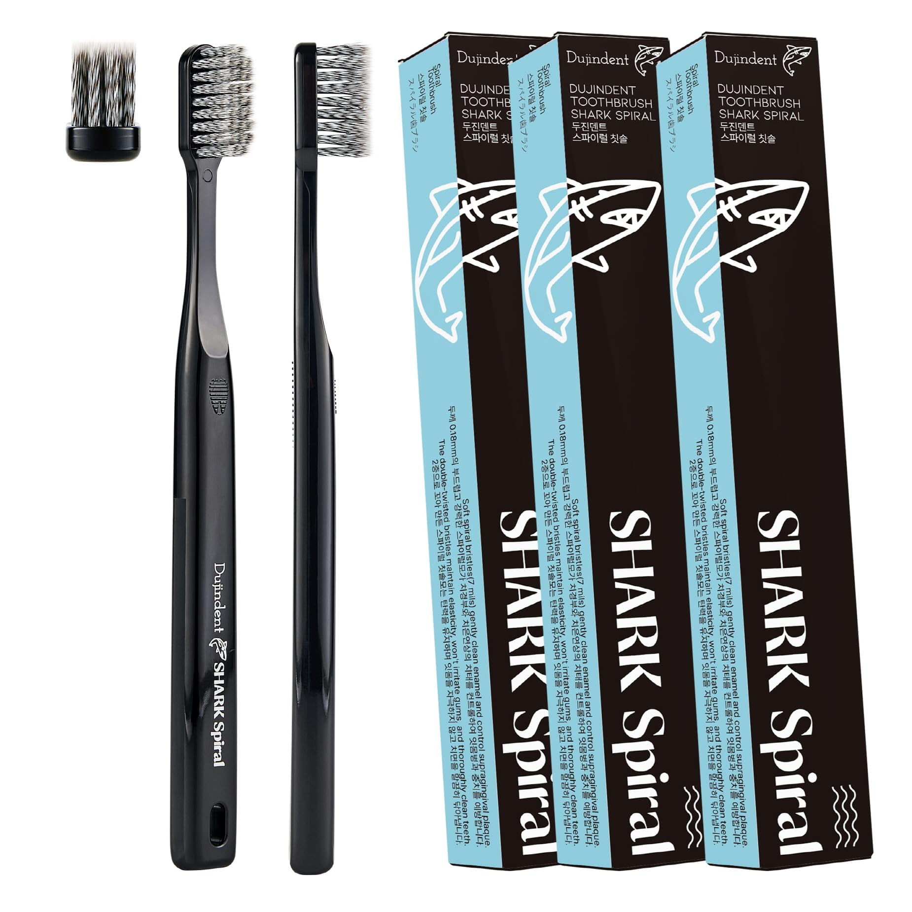 DUJINDENT Toothbrush [Made in STF9 Korea] Shark Spiral Soft Toothbrush ...