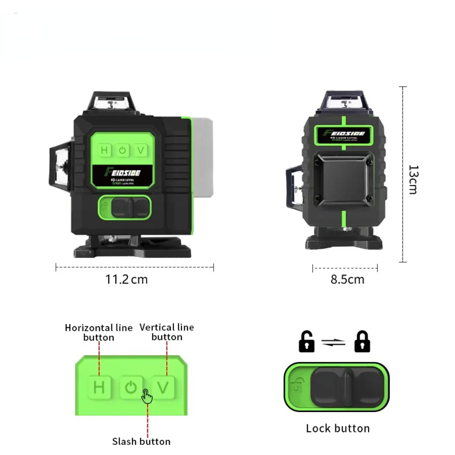 DUJRUIS 16/12 Lines 4D/3D Laser Level Green Line Self-Leveling ...
